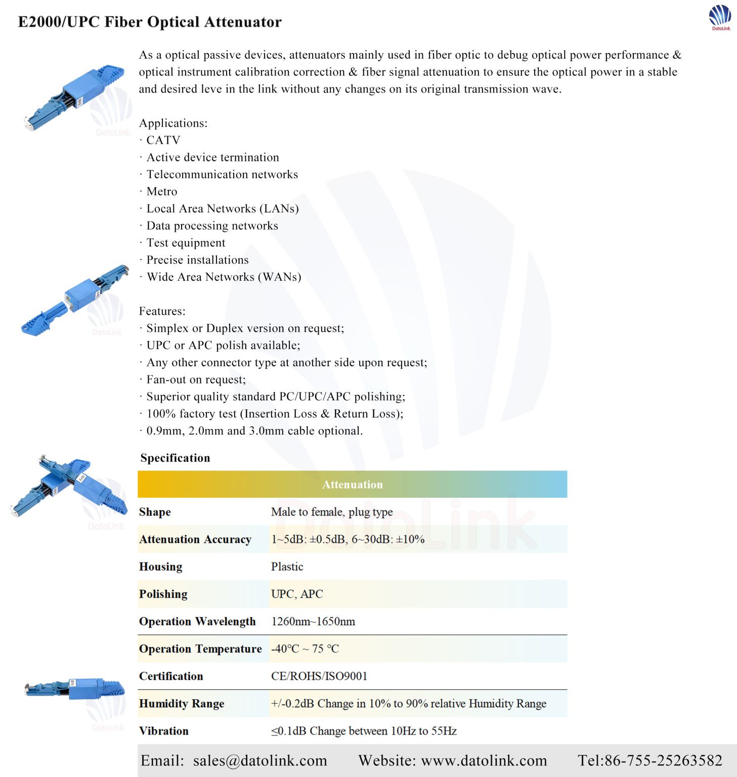 E2000/UPC Fiber Optical Attenuator