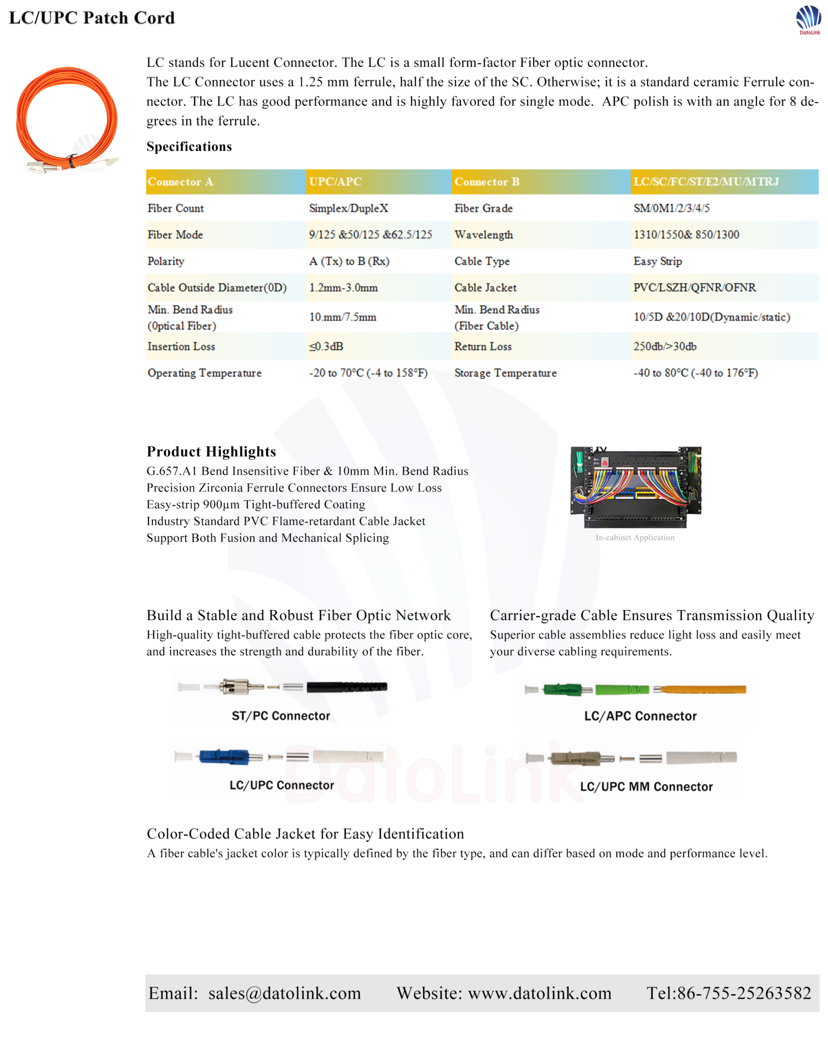 LC/UPC -SC/UPC Patch Cord